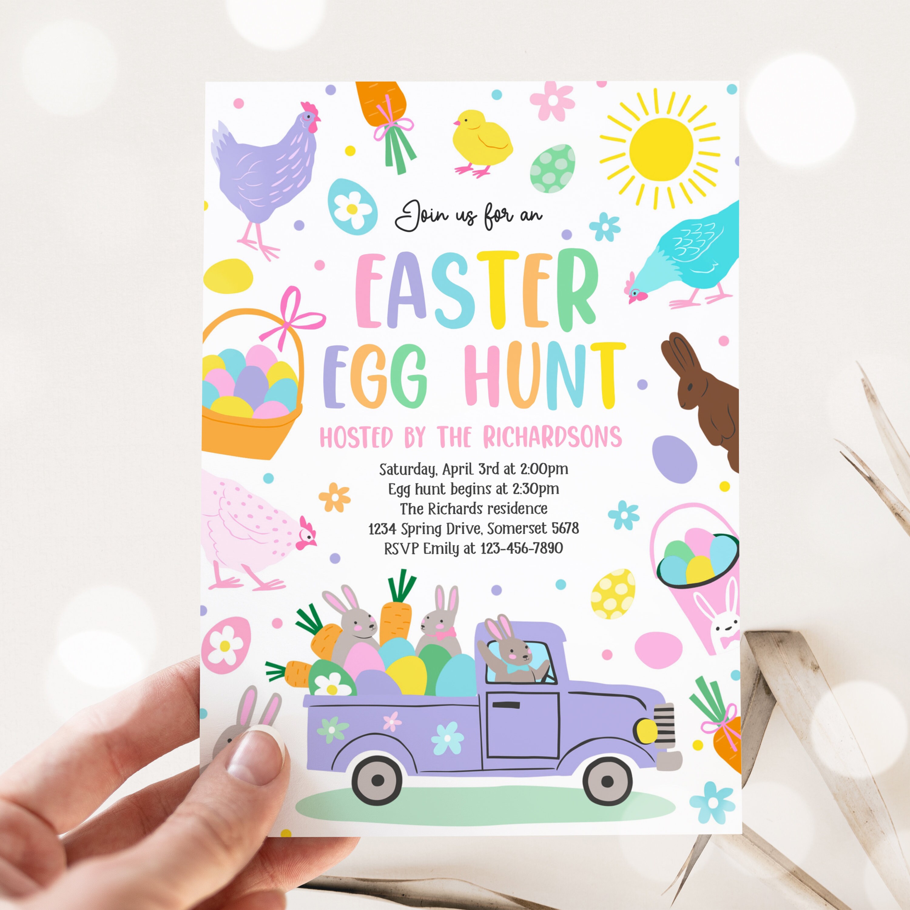 Editable Easter Egg Hunt Invitation Easter Egg Event Party Neighborhood ...