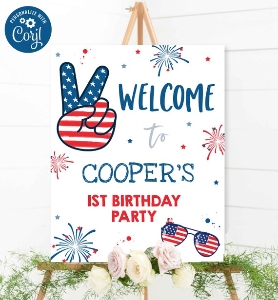 Editable 4th Of July Welcome Sign 4th Of July Red White And Blue Theme ...
