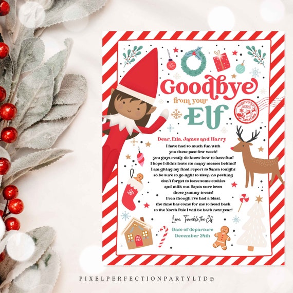 Editable Elf Goodbye Letter Elf Departure Letter Elf Farewell Letter ...