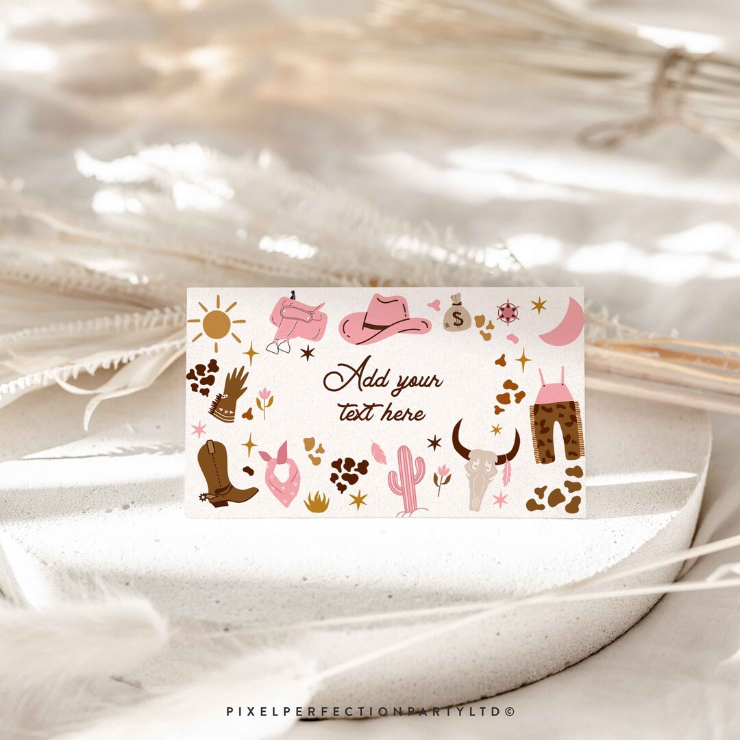 Editable Cowgirl Birthday Folded Food Labels Wild West Cowgirl ...