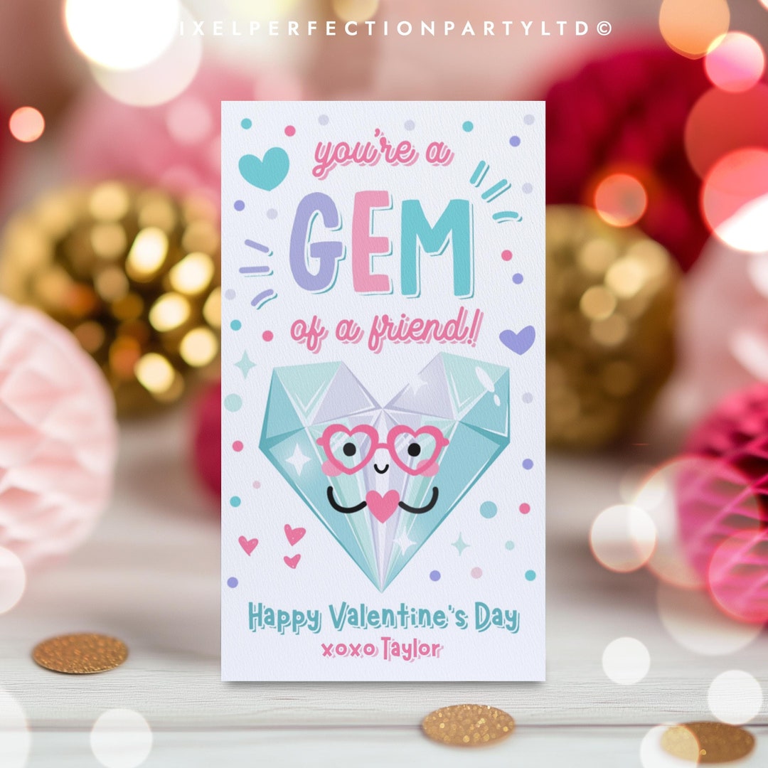 Editable Valentines Candy Gem Gift Tag You're A Real Gem of a Friend ...