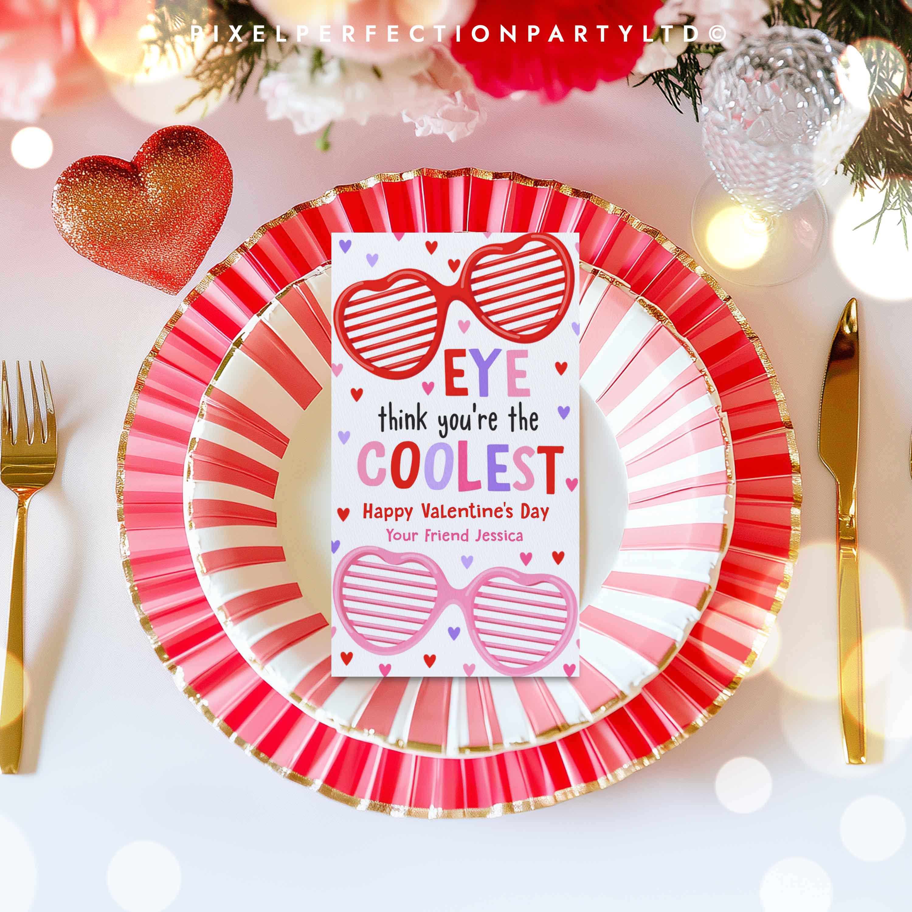 Editable Valentines Glasses Gift Tag Eye Think Your the Coolest ...