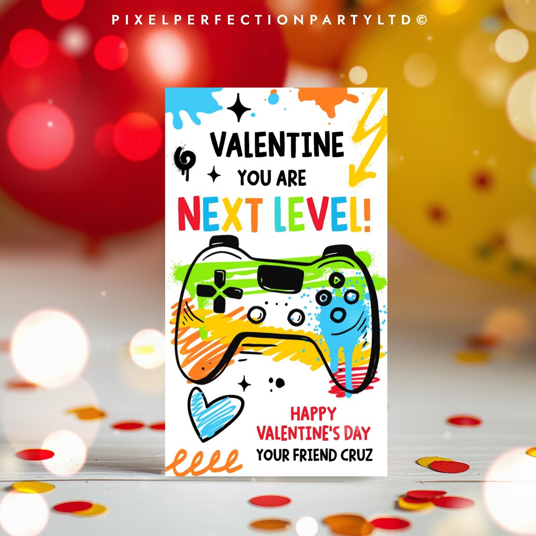 Editable Video Game Valentine's Day Card Valentine You Are Next Level ...