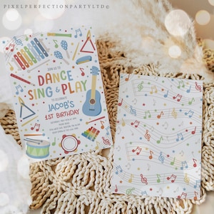 Editable Music Birthday Party Invitation Kids Musical Instruments ...