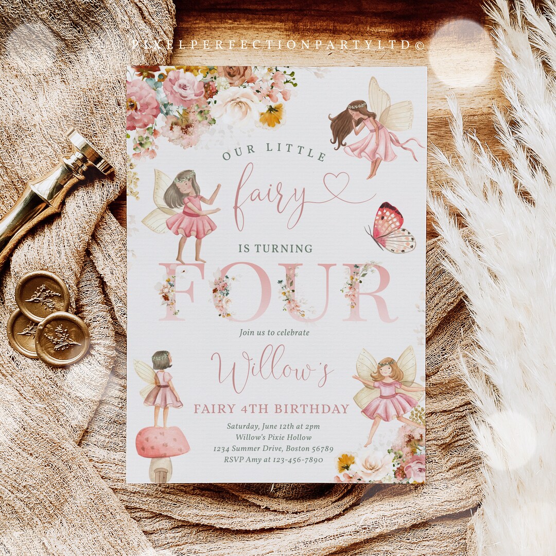 Editable Fairy Birthday Invitation Whimsical Wildflower Fairy - Etsy
