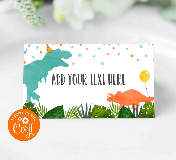 Dinosaur Buffet Food Cards Dinosaur Party Place Cards Editable ...