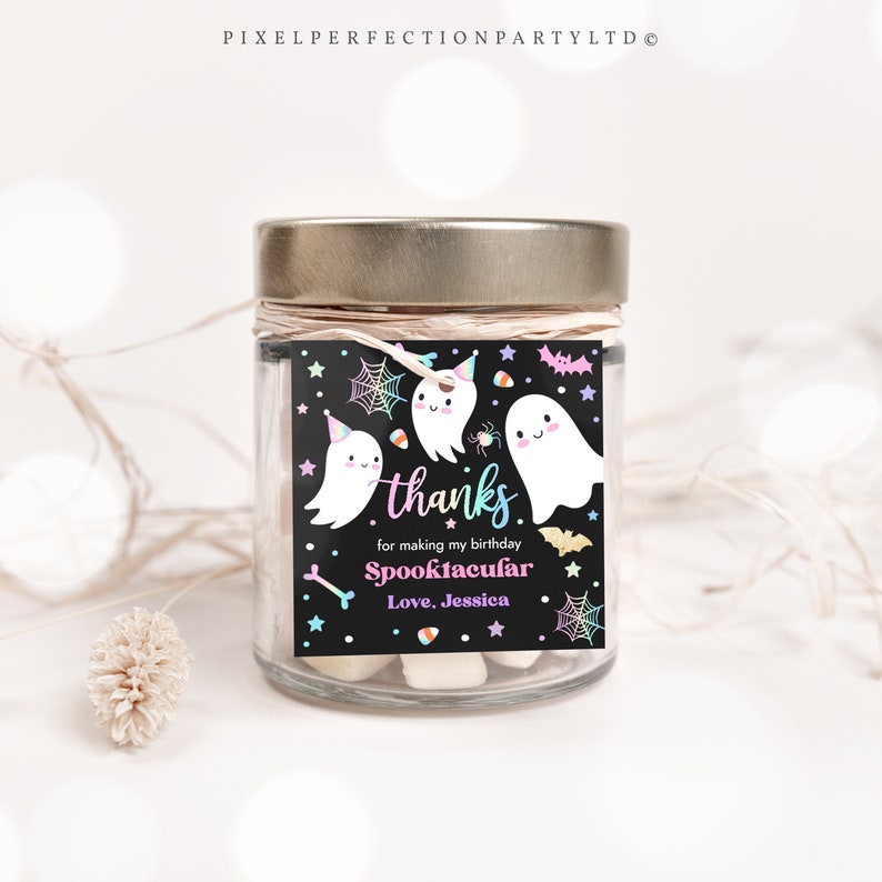 Editable Halloween Cute Ghost Favor Tags Pink Ghost Spooky One - Etsy