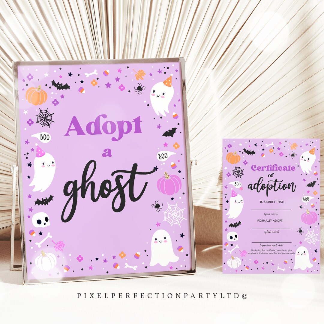 Halloween Adopt an Ghost Sign and Adoption Certificate Set Spooktacular ...