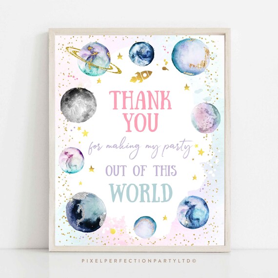 Outer Space Thank You Out Of This World Party Sign Outer Space Galaxy ...