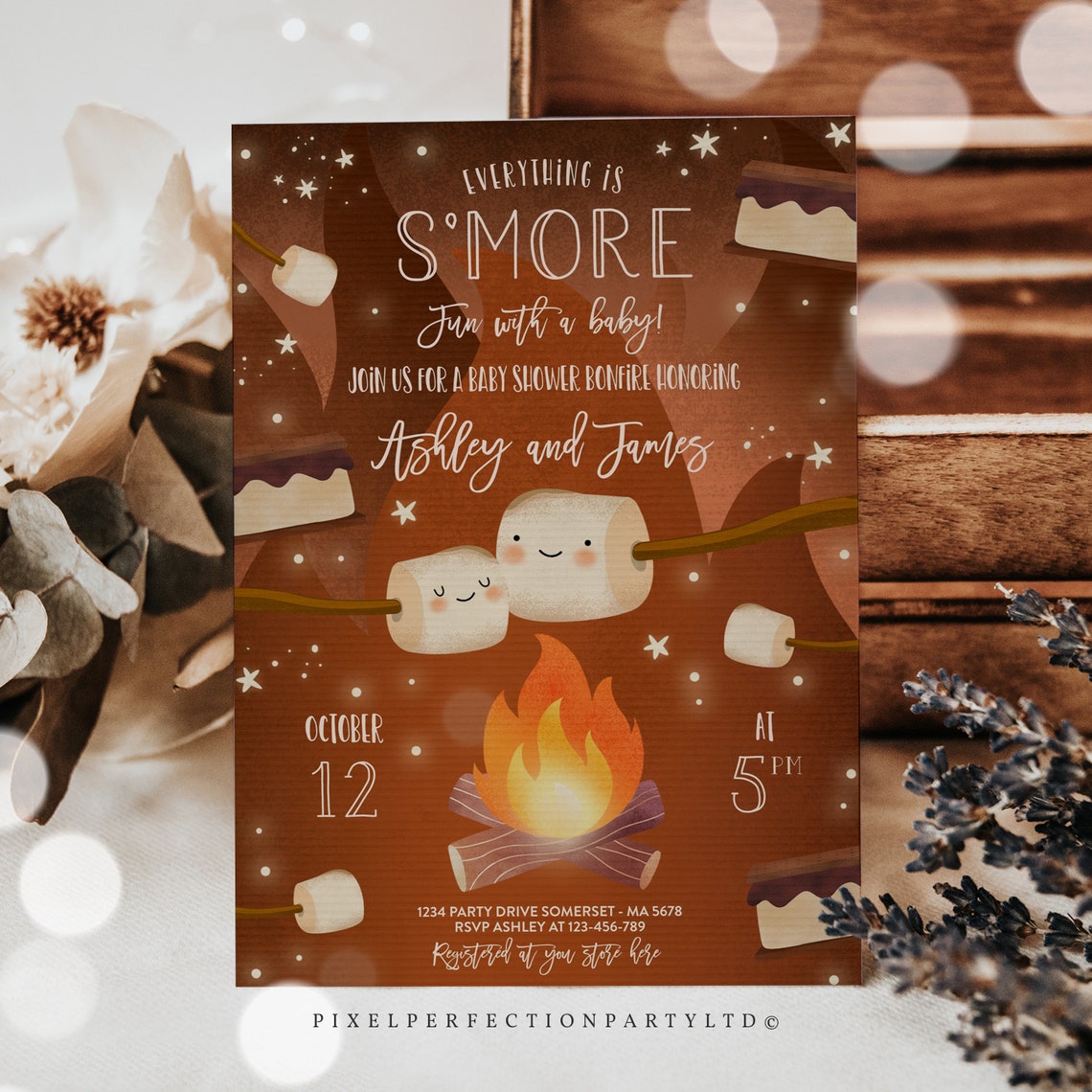 Editable S'more Baby Shower Invitation Bonfire Baby Shower - Etsy