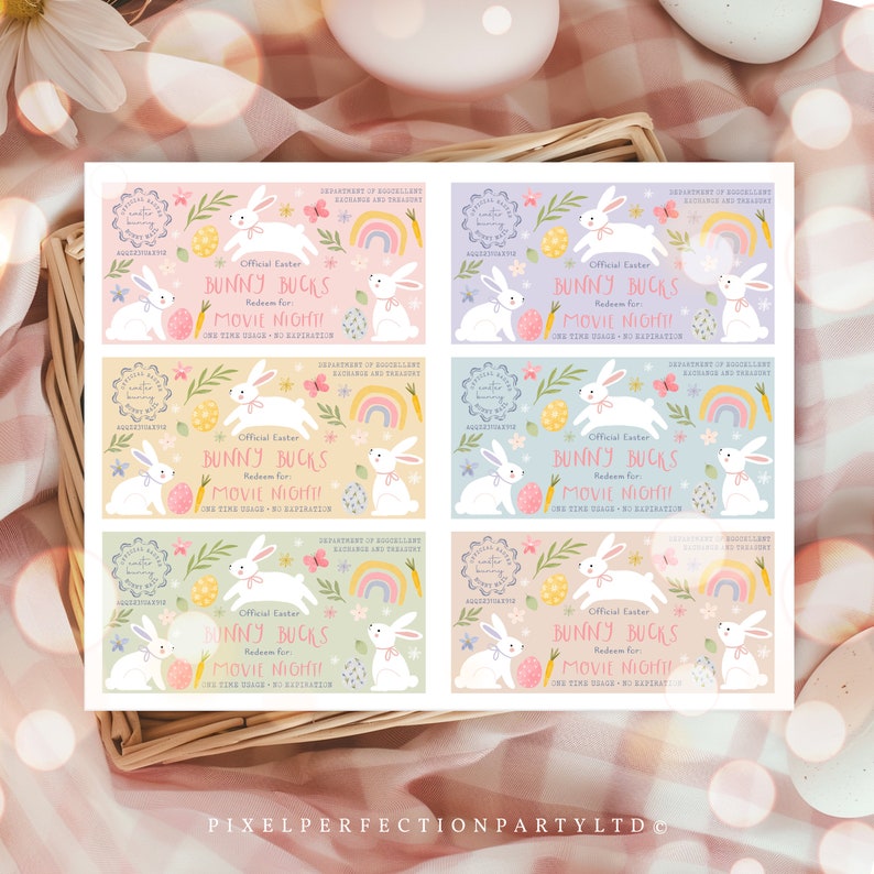 Editable Easter Bunny Bucks Easter Egg Hunt Coupons Easter Egg Filler ...