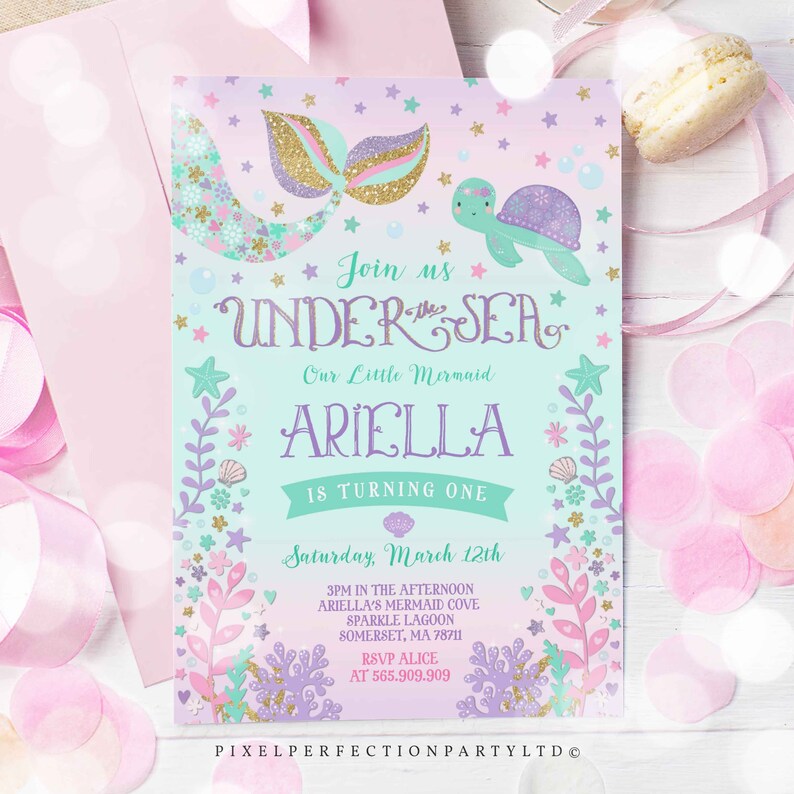 Mermaid Invitation Mermaid Birthday Invitation Under the Sea - Etsy