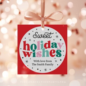 Editable Sweet Holiday Wishes Christmas Gift Tag Sweet Wishes Staff ...