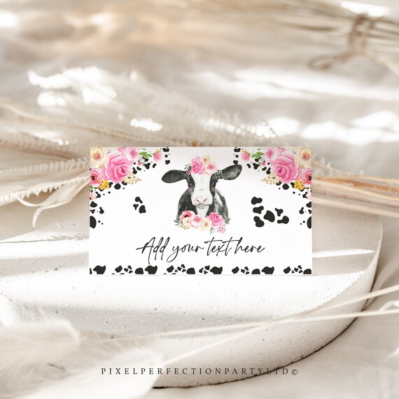 Editable Cow Birthday Party Folded Food Labels Holy Cow I'm One 1st ...