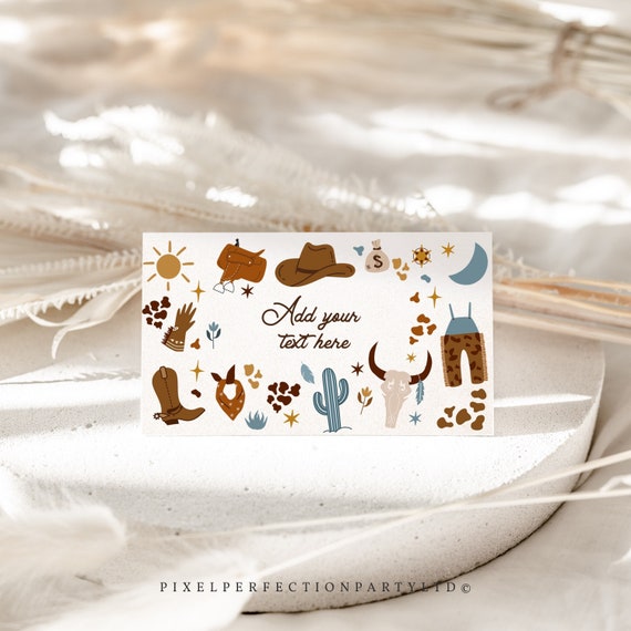 Editable Cowboy Birthday Folded Food Labels Wild West Cowboy ...
