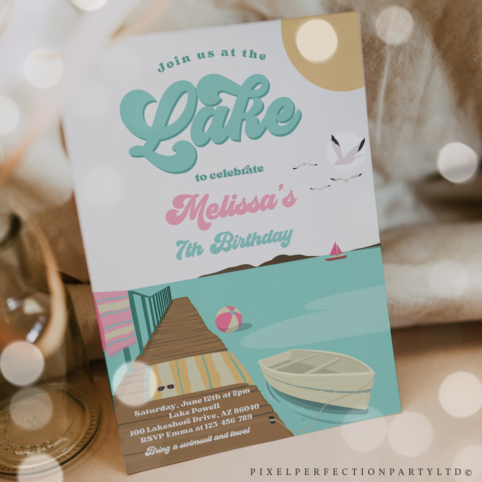 Editable Lake Birthday Party Invitation Boat Lake Birthday - Etsy