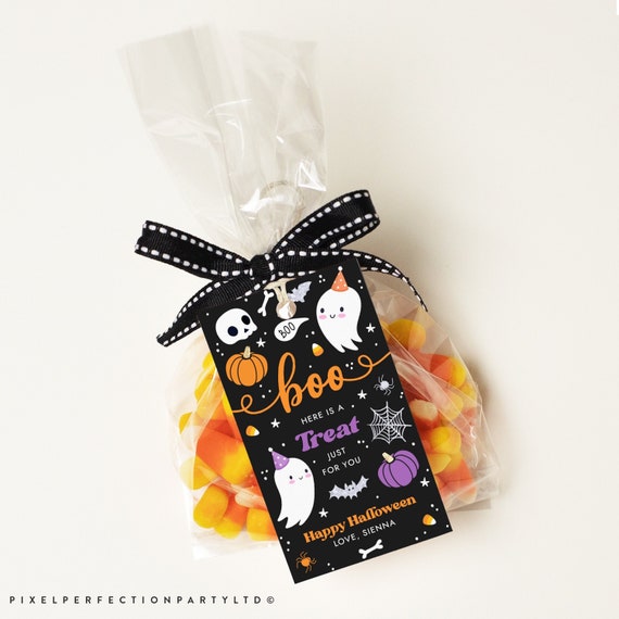 Editable Halloween Gift Tag Pink Ghost Boo Halloween Trick Or Treat ...