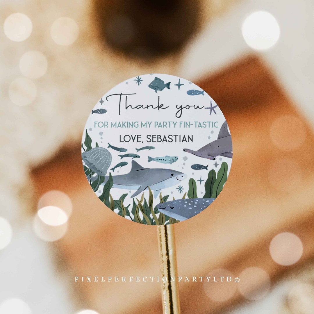 Editable Shark Birthday Party Favor Tag Shark Under the Sea Birthday ...