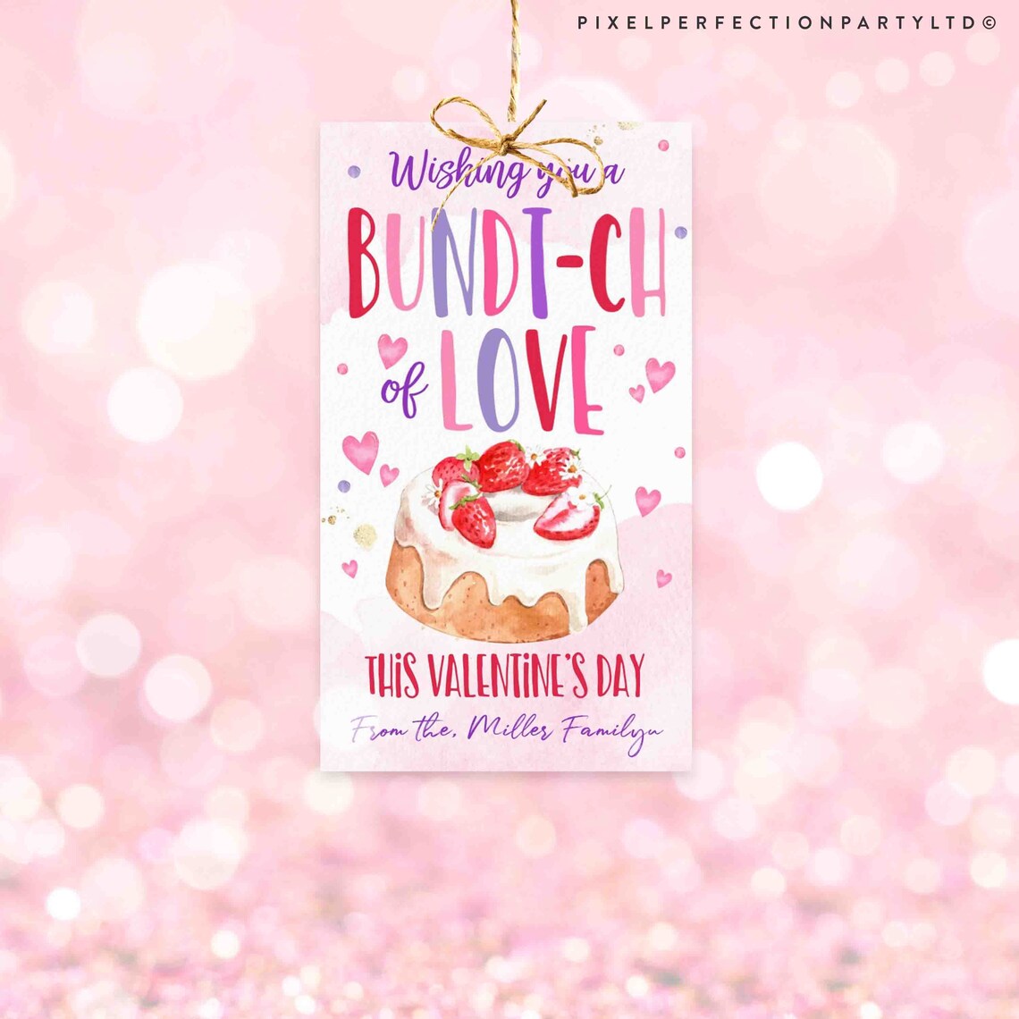 Editable Valentine Bundt Cake Gift Tag Wishing You A Bundt-ch | Etsy