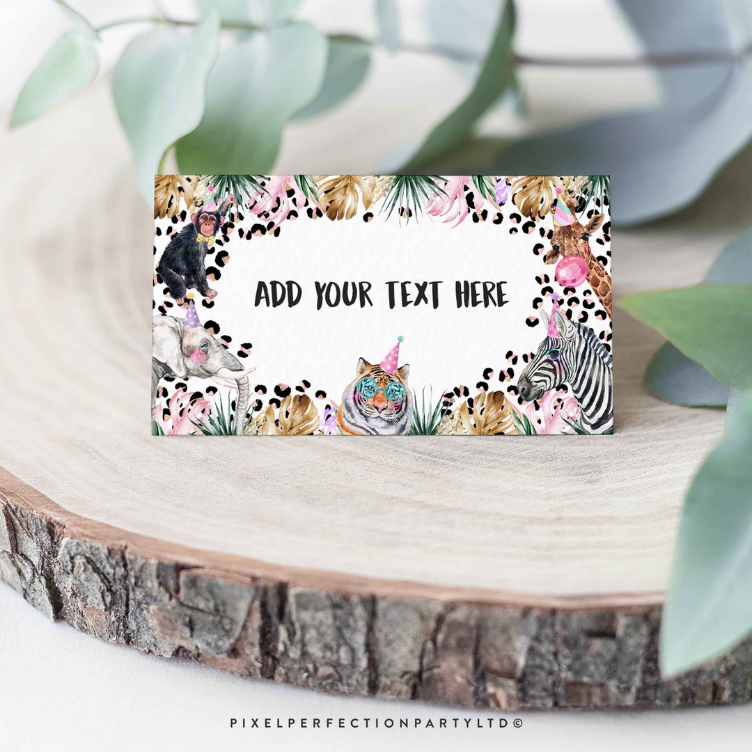 Editable Safari Folded Food Labels Safari Wild One Tent Cards Safari ...