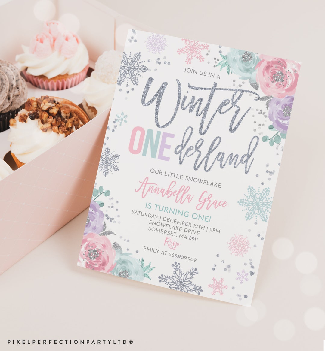WINTER Onederland Invitation Pink