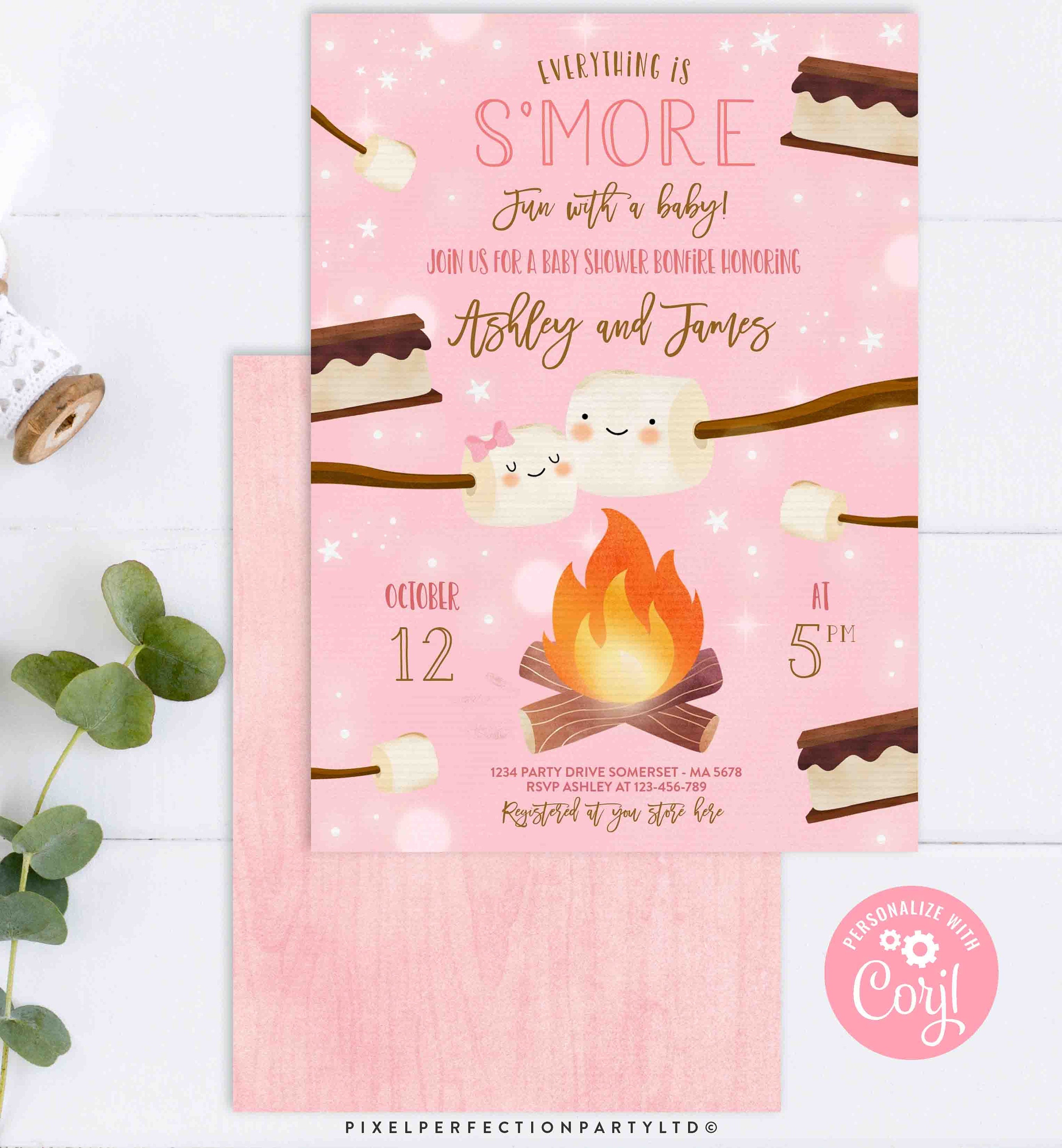 Editable S'more Baby Shower Invitation Bonfire Baby Shower | Etsy