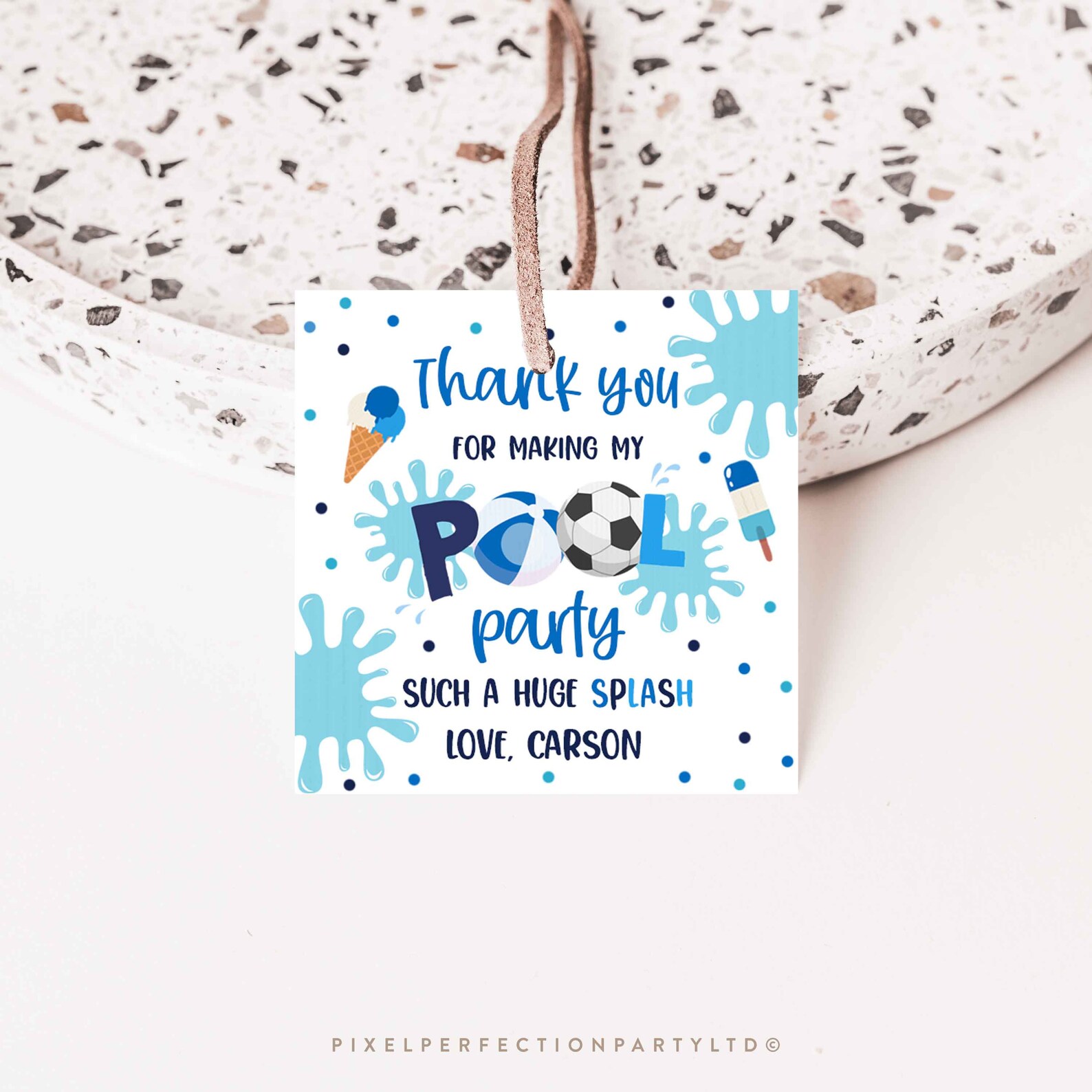 Editable Soccer Pool Party Circle Square Favor Tags Summer - Etsy Canada