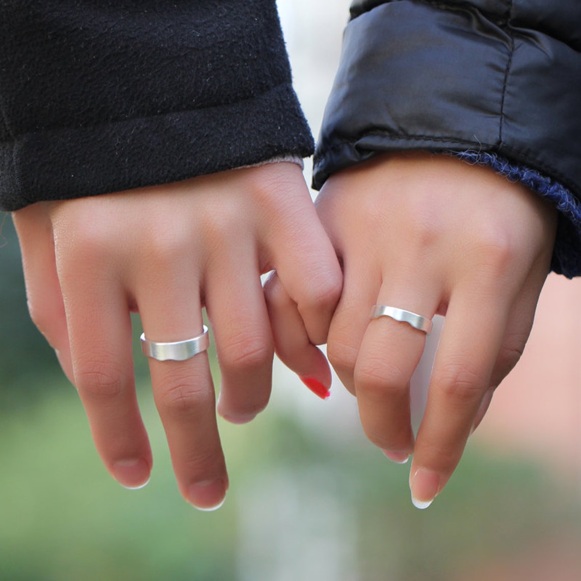 2 Rings-metal Wire Drawing Promise Rings,promise Ring for Couples ...