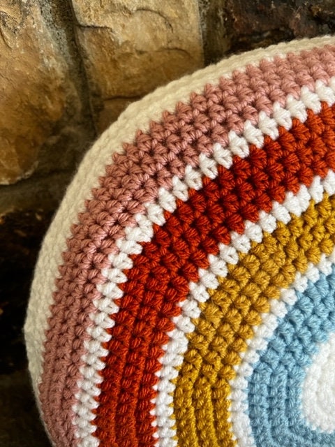 Circle Stripe Pillow. Rainbow Pillow. Round Pillow. Whimsical. PDF ...