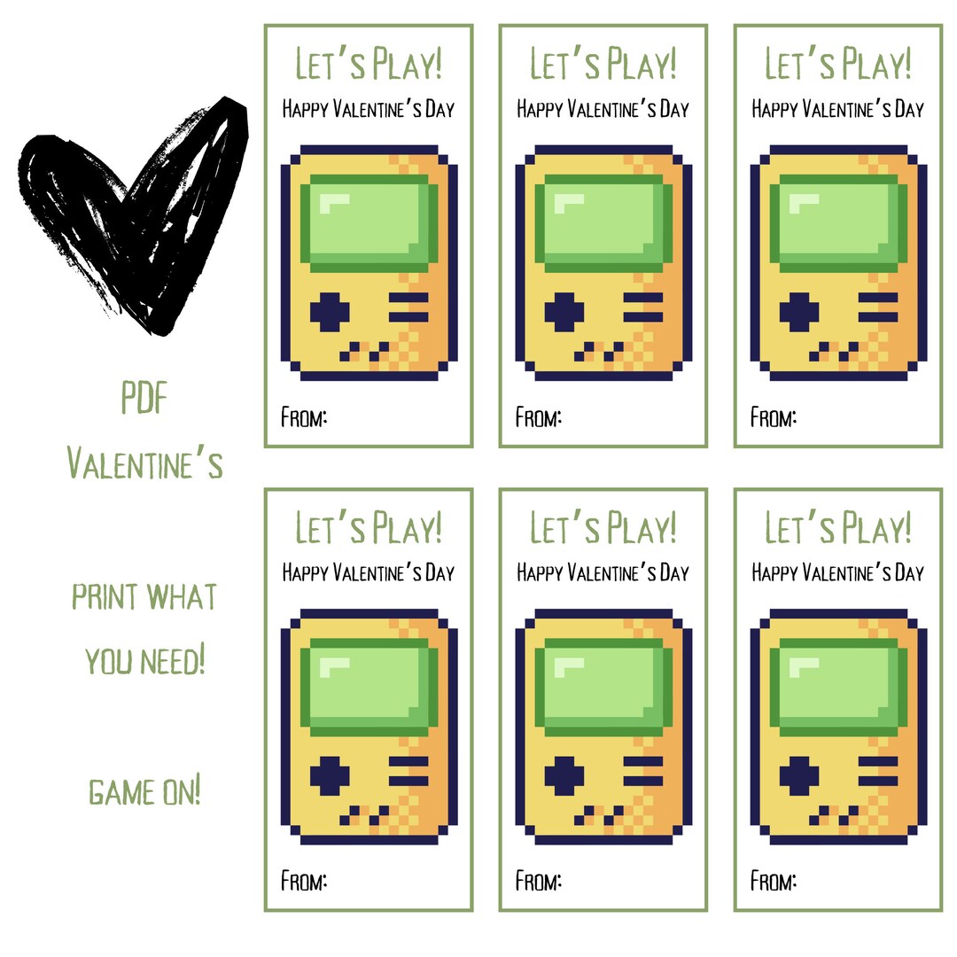 Game on Valentine. PDF Digital. Printable. Instant Download. Boys ...