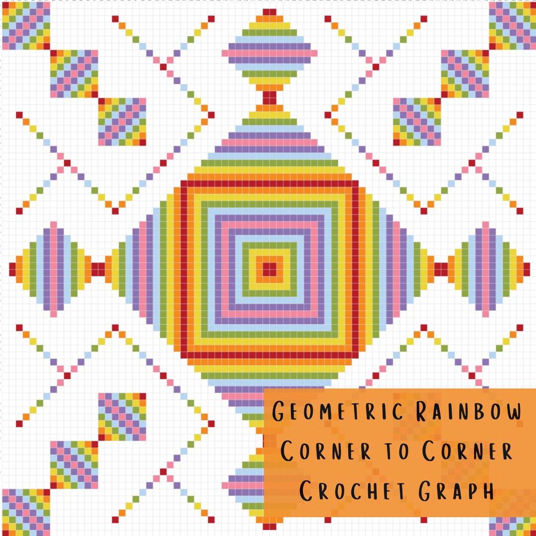 Rainbow Blanket Crochet Pattern: Geometric C2C Graph (PDF Digital ...