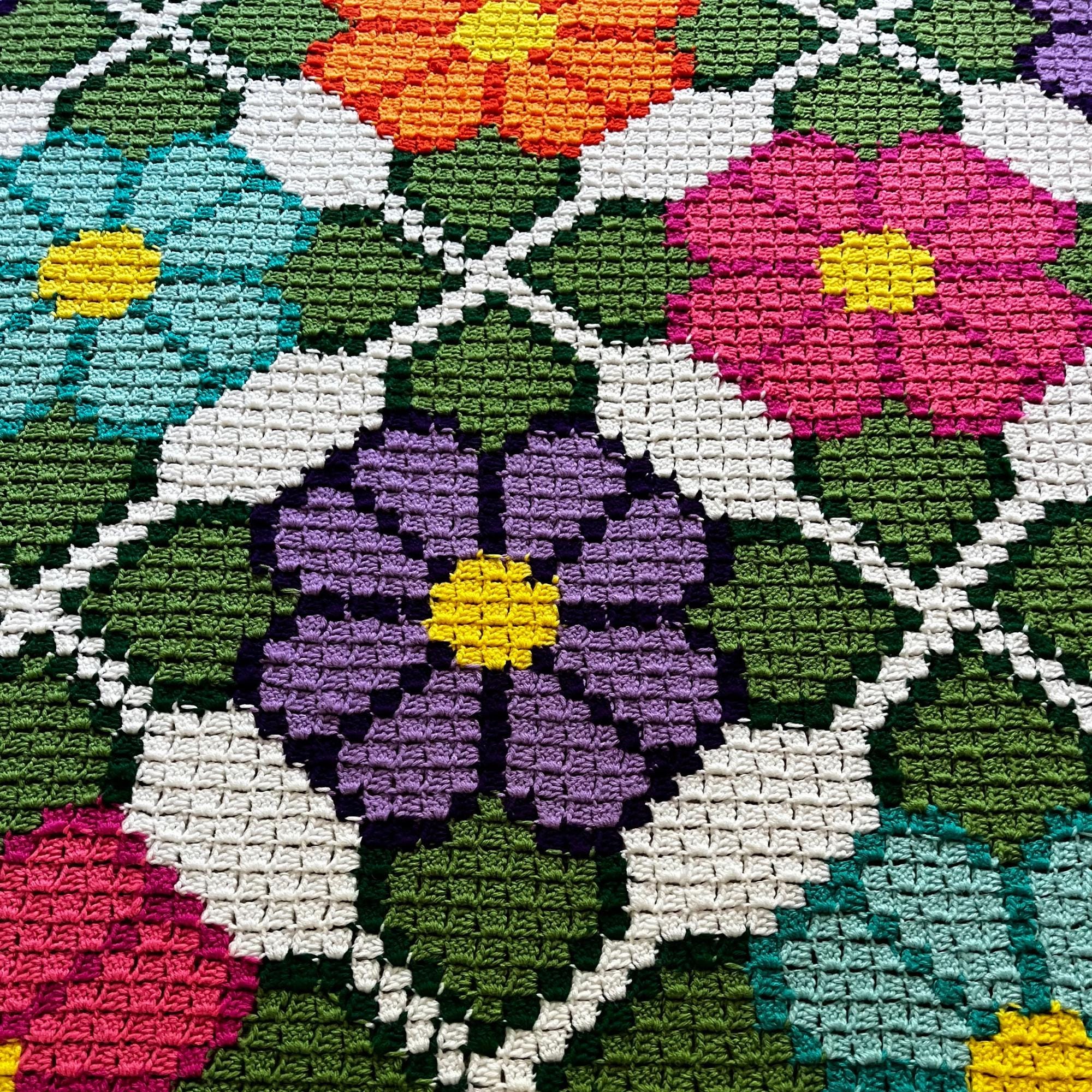 Spring Flowers Blanket. Crochet Pattern. Graph and Written Instructions ...