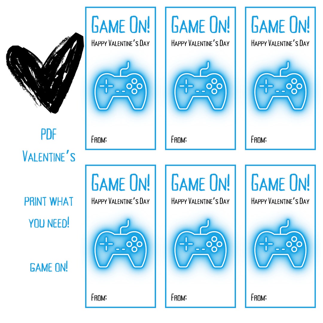 Game on Valentine. PDF Digital. Printable. Instant Download. Boys ...