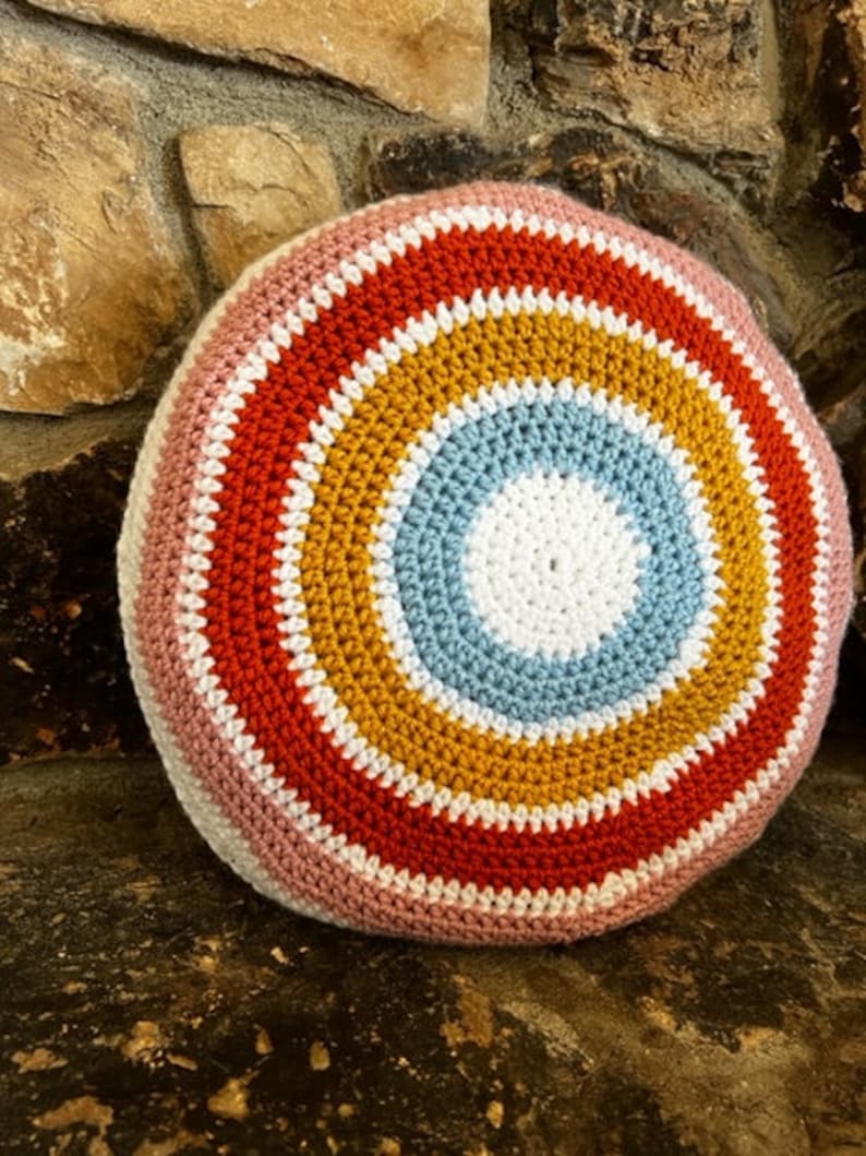 Rainbow Stripe Circle Pillow PDF Pattern: Whimsical Home Decor (digital ...