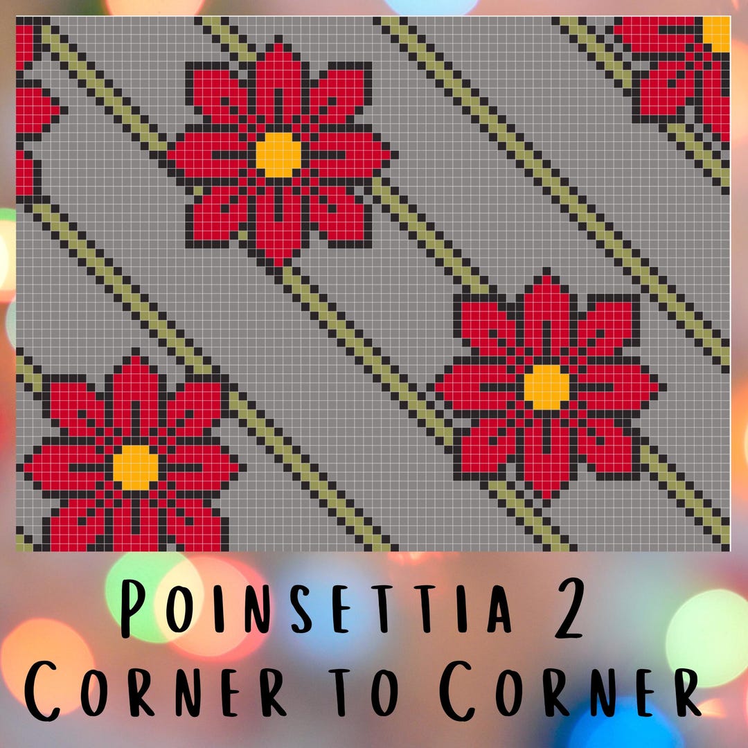 Poinsettia 2 Corner to Corner Graph. Christmas Flower Blanket. Crochet ...