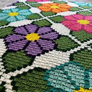 Spring Flowers Blanket. Crochet Pattern. Graph and Written Instructions ...