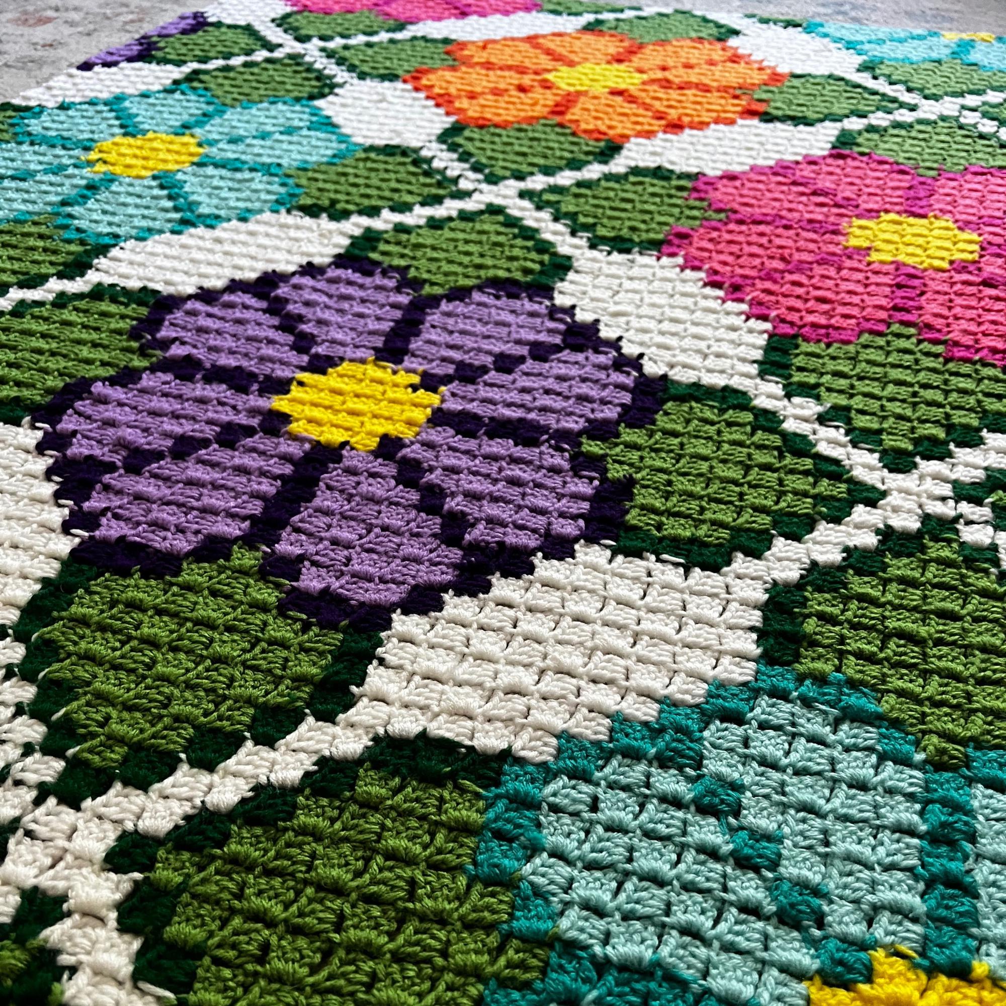 Spring Flowers Blanket. Crochet Pattern. Graph and Written Instructions ...