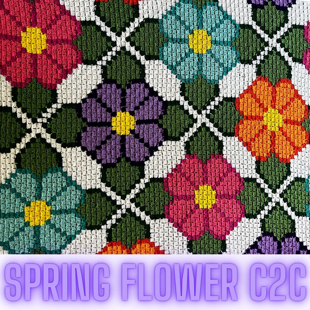 Spring Flowers Blanket. Crochet Pattern. Graph and Written Instructions ...