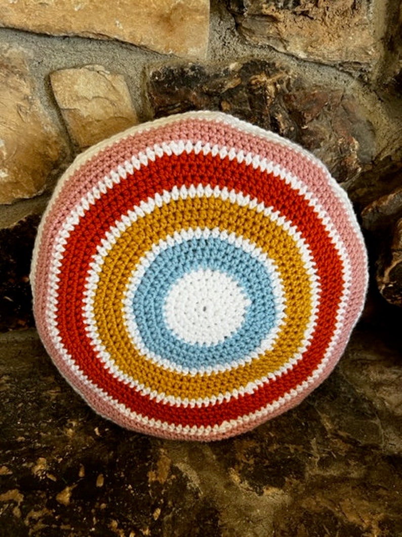 Circle Stripe Pillow. Rainbow Pillow. Round Pillow. Whimsical. PDF ...
