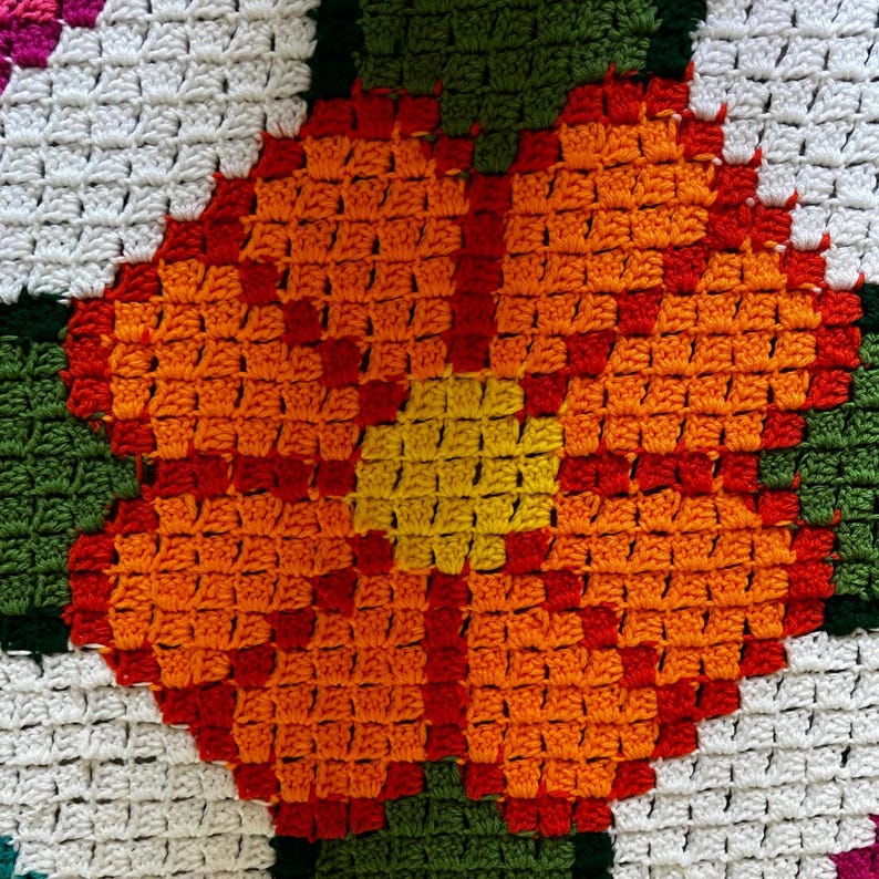 Spring Flowers Blanket. Crochet Pattern. Graph and Written Instructions ...