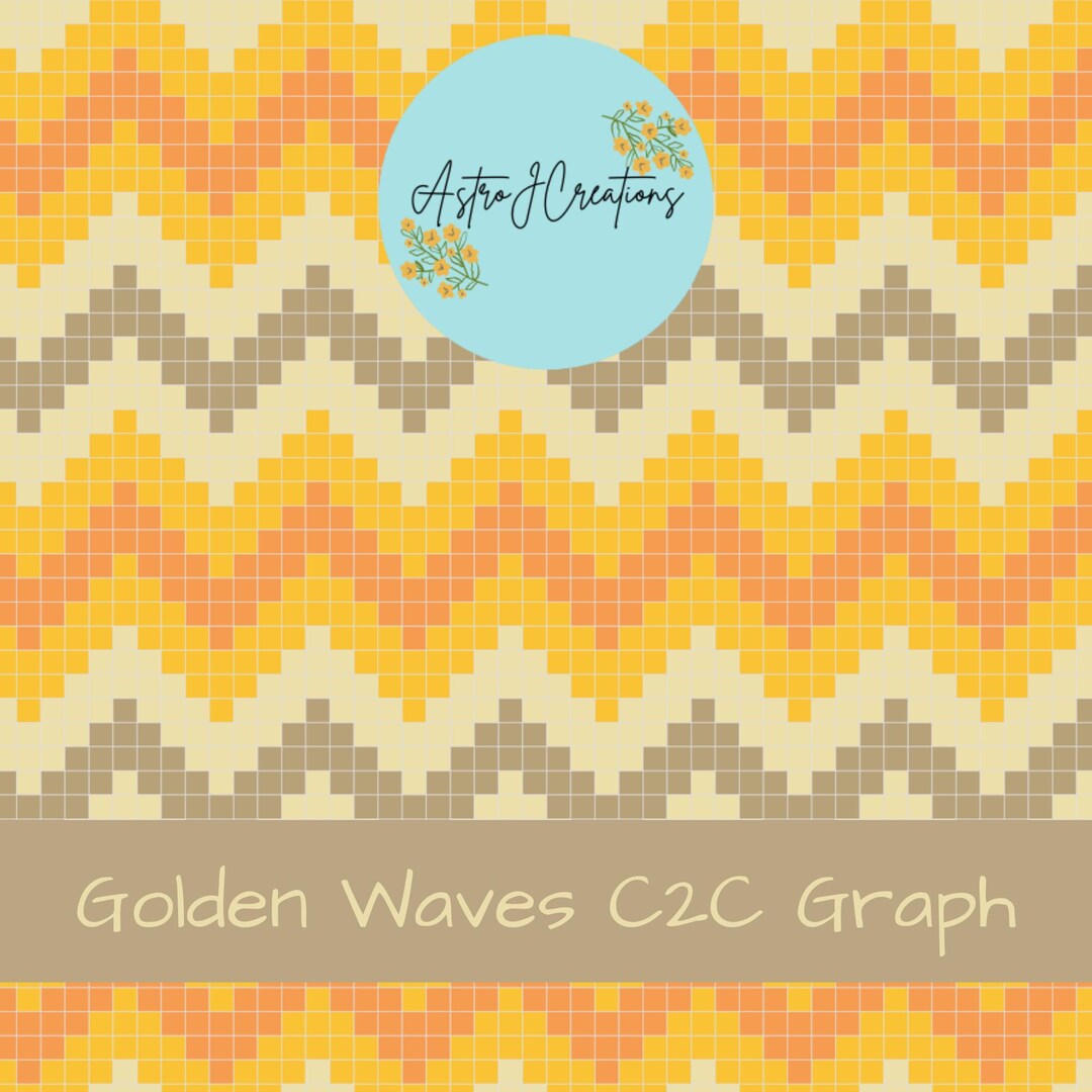 Golden Waves Gold Yellow Orange Corner to Corner Blanket Pattern. Graph ...