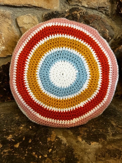 Circle Stripe Pillow. Rainbow Pillow. Round Pillow. Whimsical. PDF ...