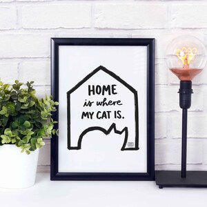 Printable Cat Wall Art, Home Print, Home Quote Printable, Cat Digital ...