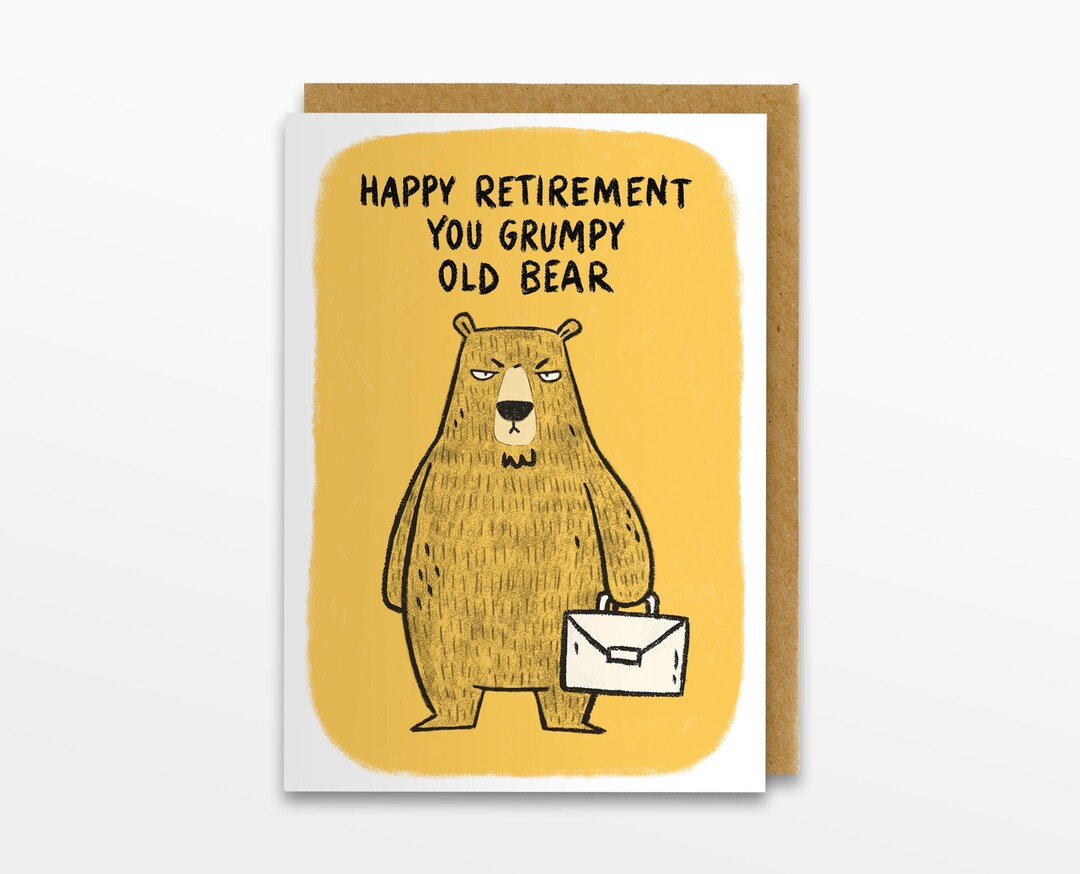 Retirement Card, Grumpy Bear Card - Etsy