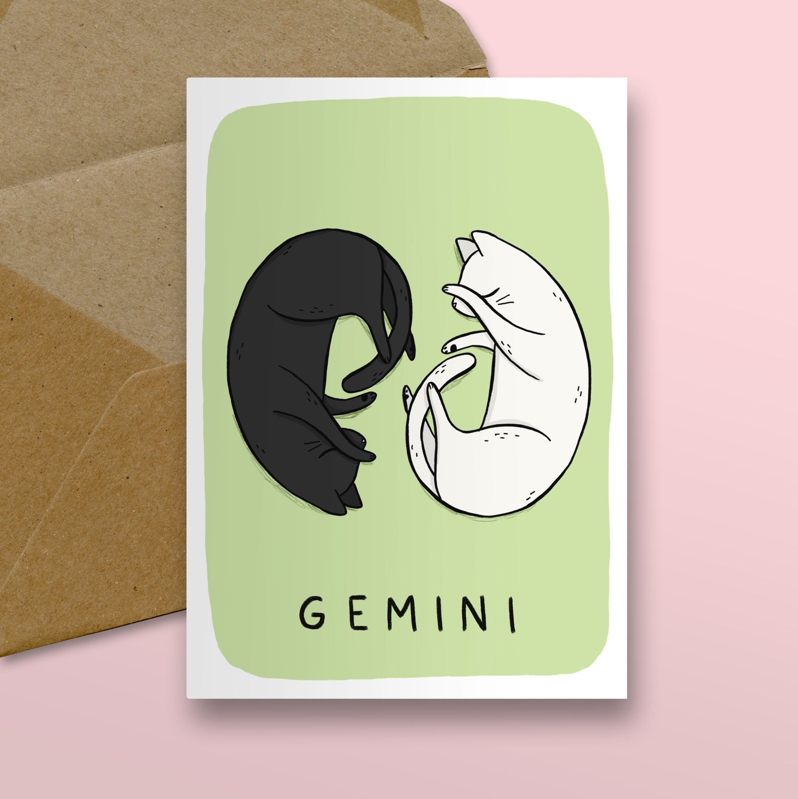 Gemini Zodiac Cat Greeting Card Gemini Card Horoscope Card - Etsy UK