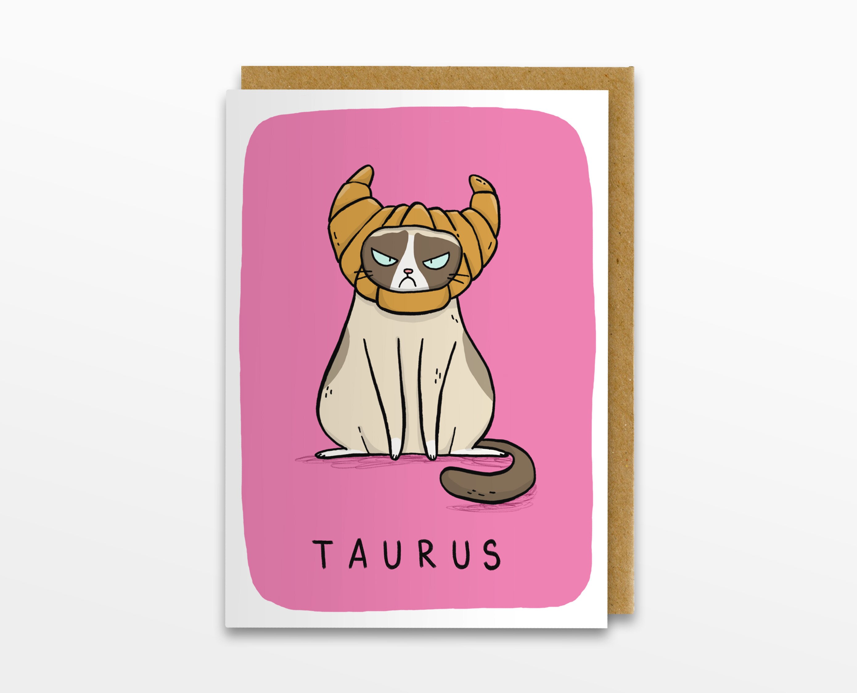 Taurus Zodiac Cat Greeting Card Taurus Card Horoscope Card - Etsy