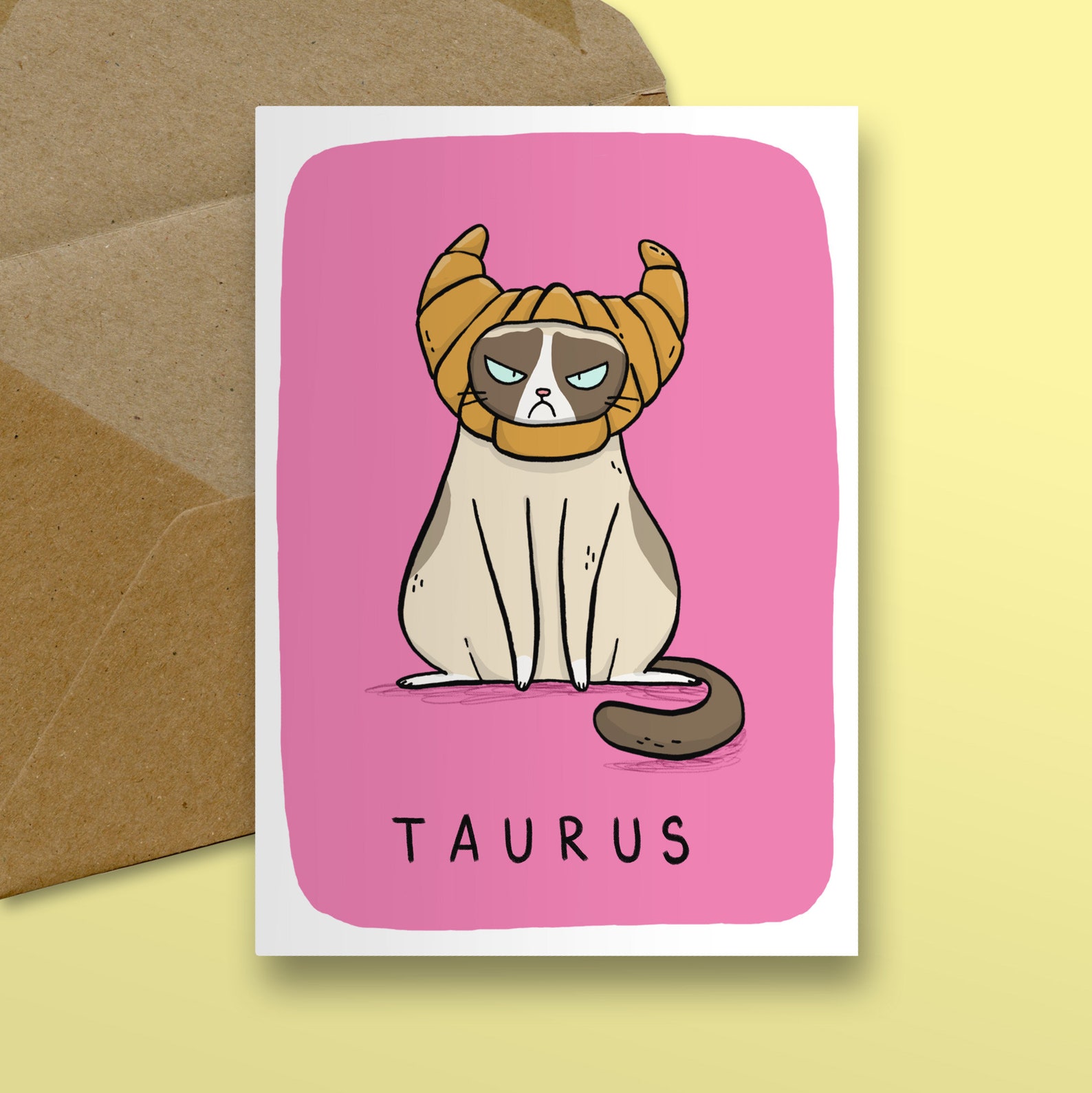 Taurus Zodiac Cat Greeting Card Taurus Card Horoscope Card - Etsy