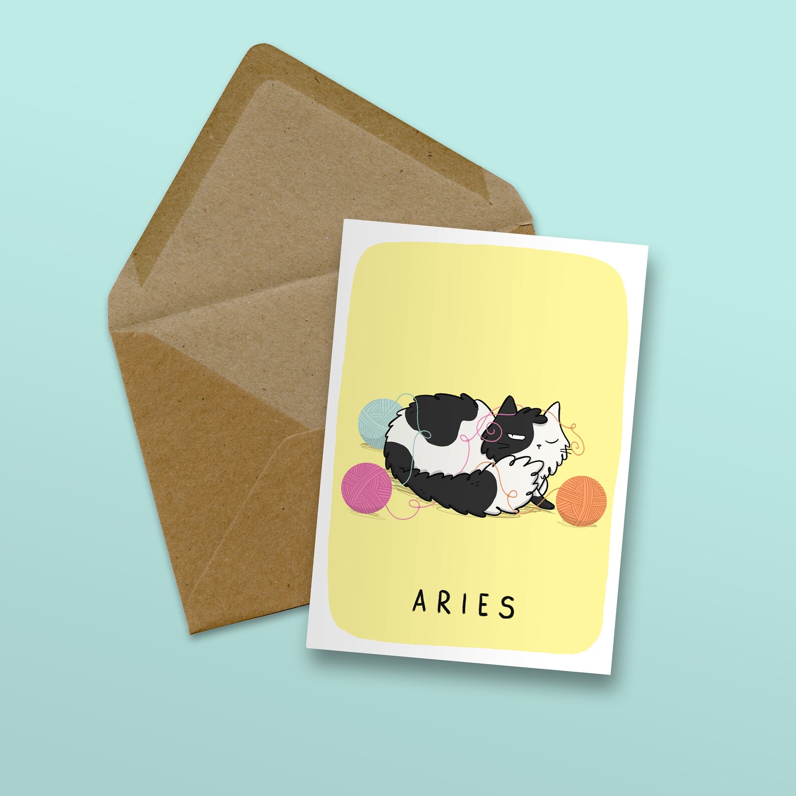 Aries Zodiac Cat Greeting Card Aries Card Horoscope Card - Etsy