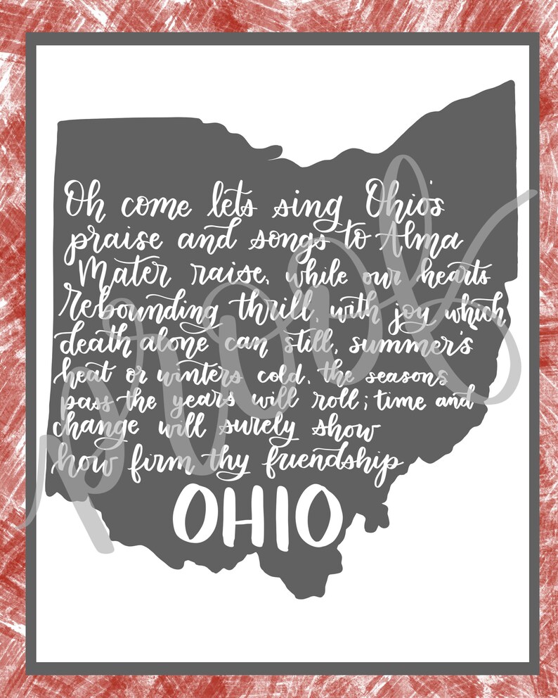 8x10 Hand-lettered, Carmen Ohio Wall Art - Etsy