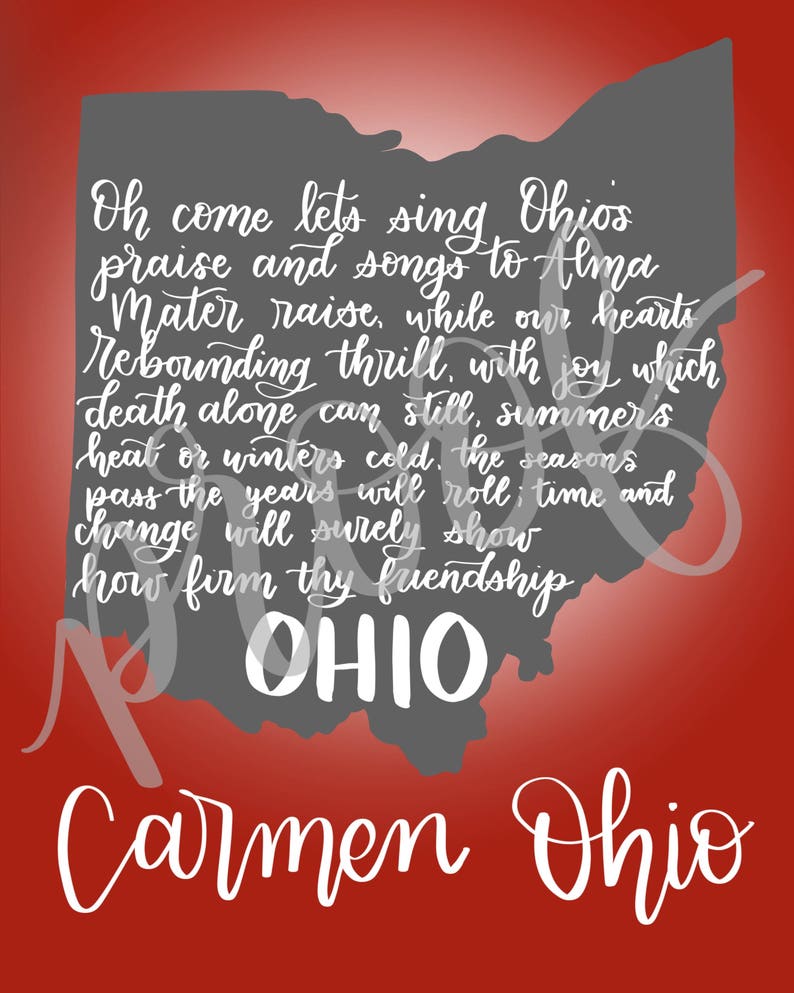 8x10 Hand-lettered, Carmen Ohio Wall Art - Etsy